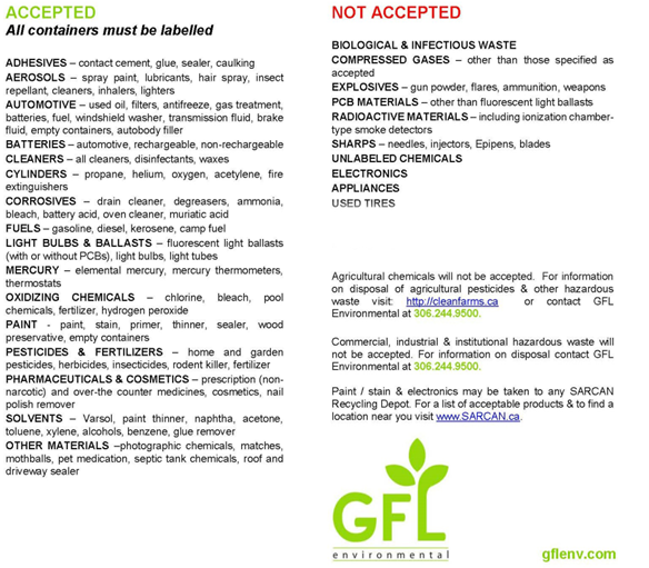 Household Hazardous Waste - Edenwold, SK